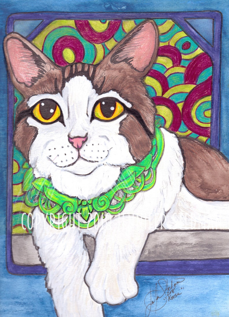 Adorable Kitty Cat Fancy Cat Art Golden Eyes Tabby White - Etsy