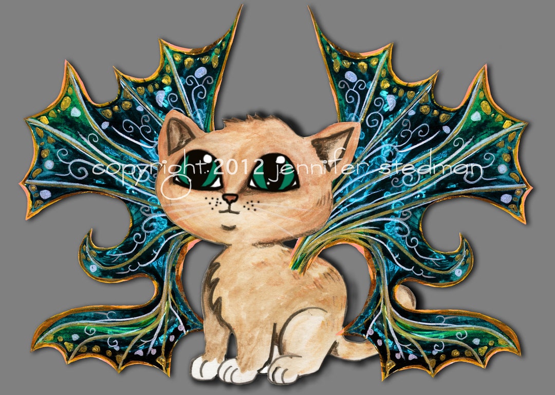 Darkwing Cheetah, Frixie Feline Pixie Watercolor Print, Fairy Cat ...