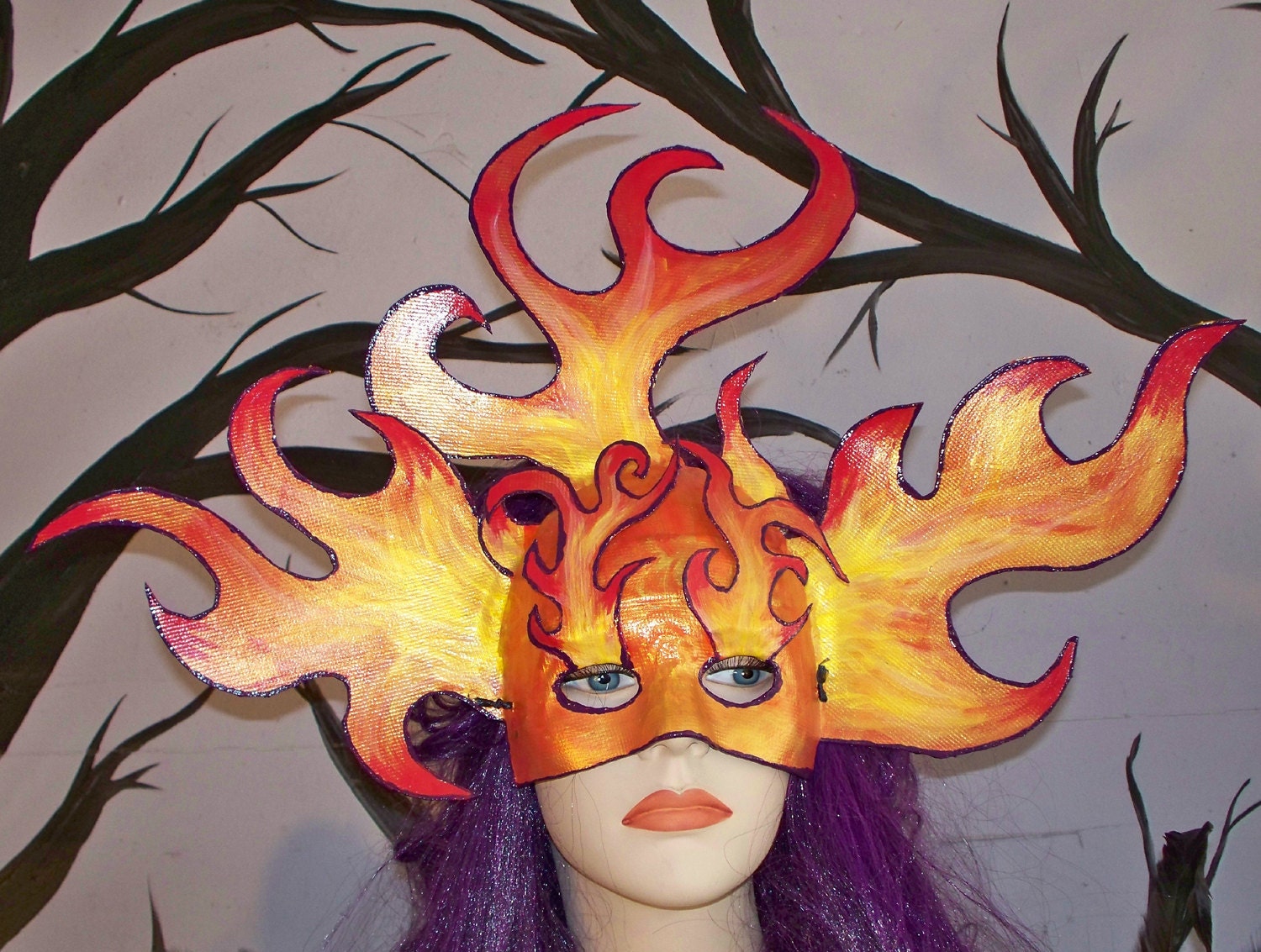One of a Kind Mask Masquerade Mask OOAK Halloween Fire - Etsy