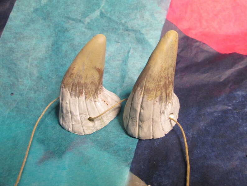 Small pan costume horns hand painted natural color bone | Etsy