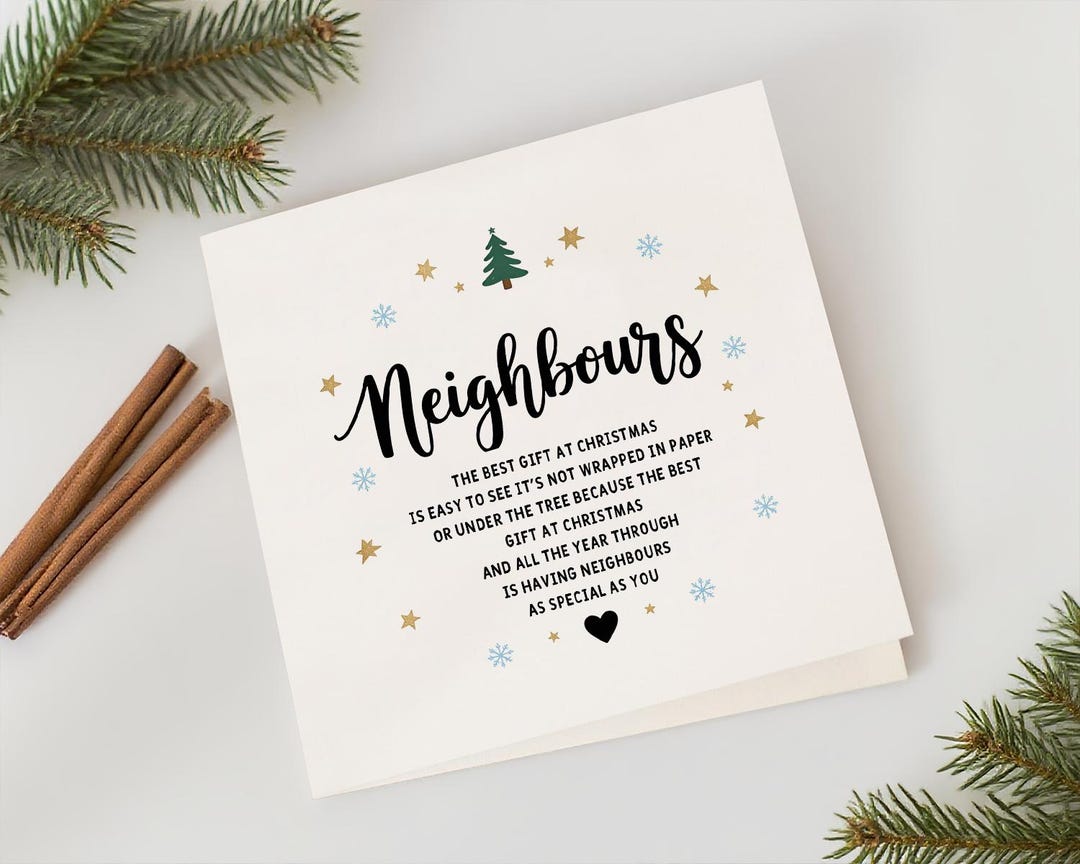 Neighbours Christmas Card, Christmas Card for Neighbour, Neighbour ...