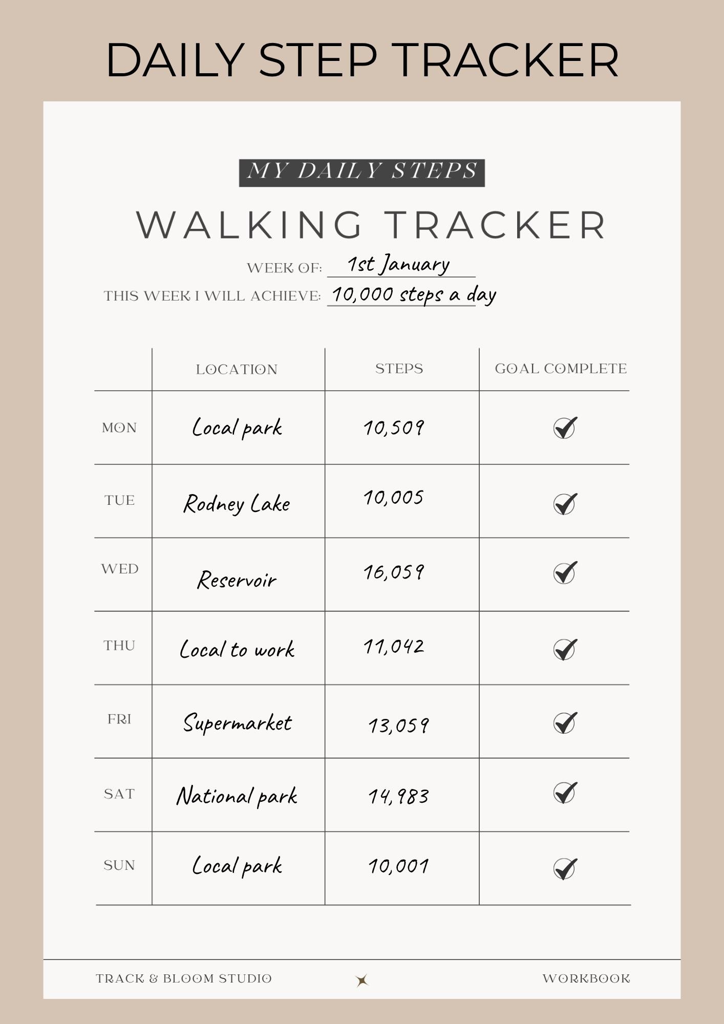 Track Your Steps | Weekly Step Tracker | Wellness Printable - Etsy