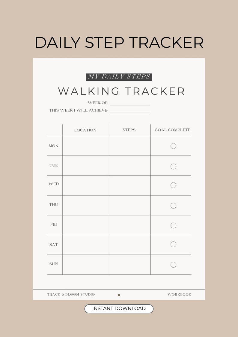 Track Your Steps | Weekly Step Tracker | Wellness Printable - Etsy