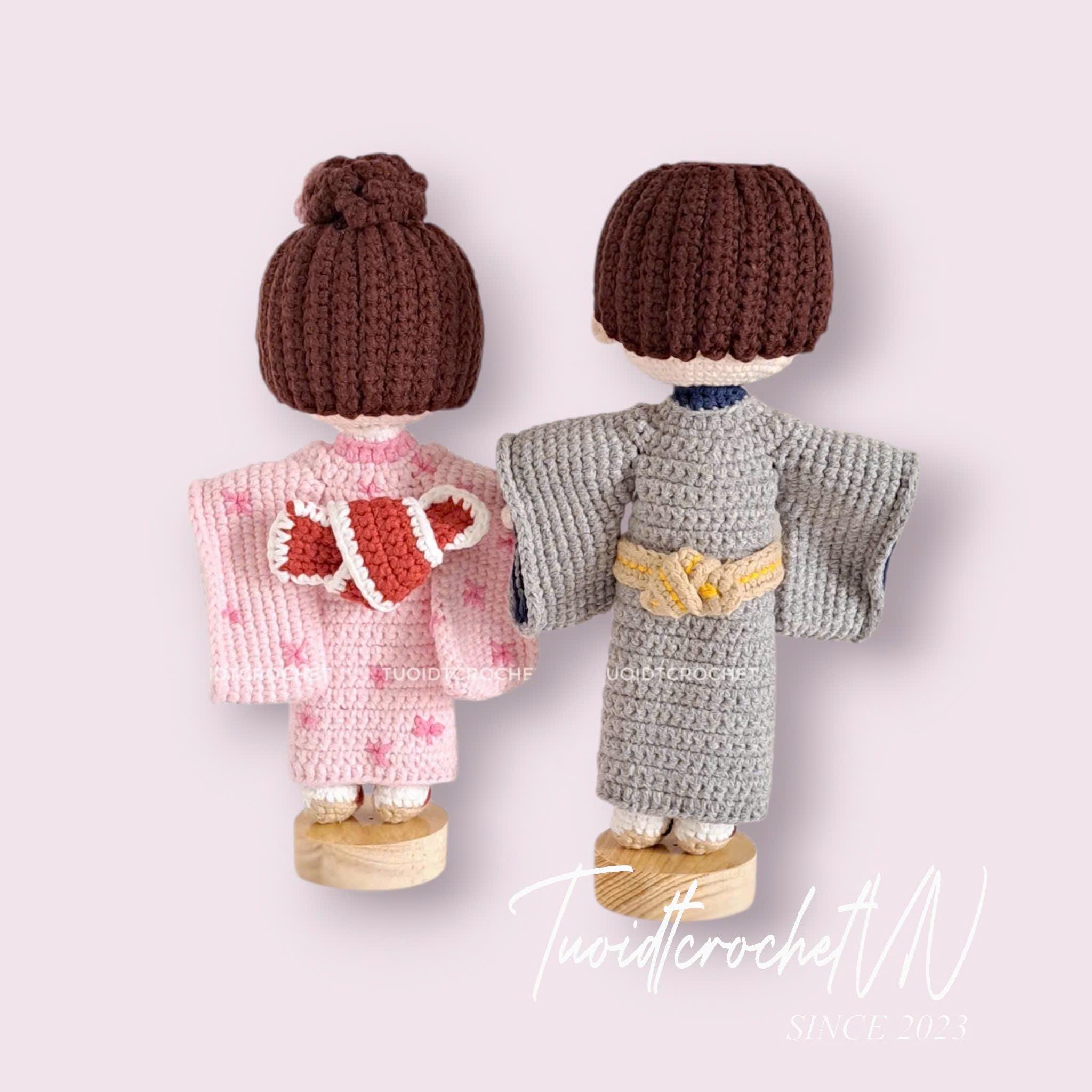 Japanese Doll Douple Crochet Pattern, Kimono Dolls Amigurumi Pattern ...