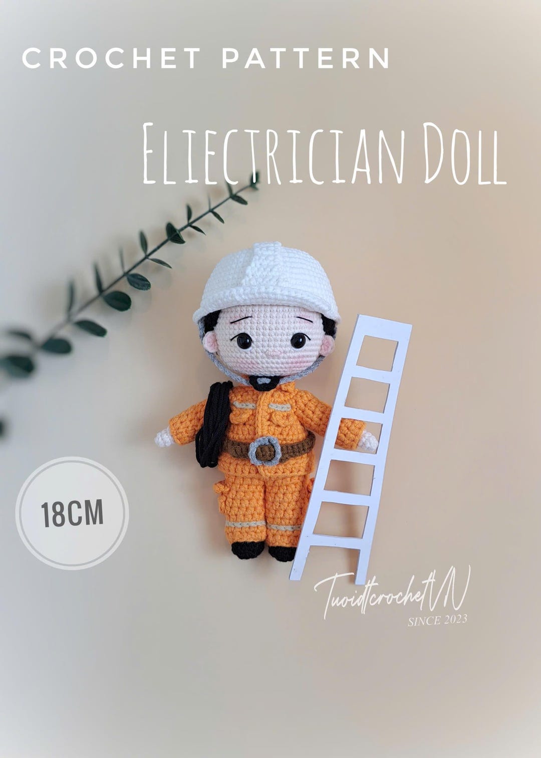 Electrician Amigurumi Crochet Pattern PDF, Worker Doll DIY Tutorial ...
