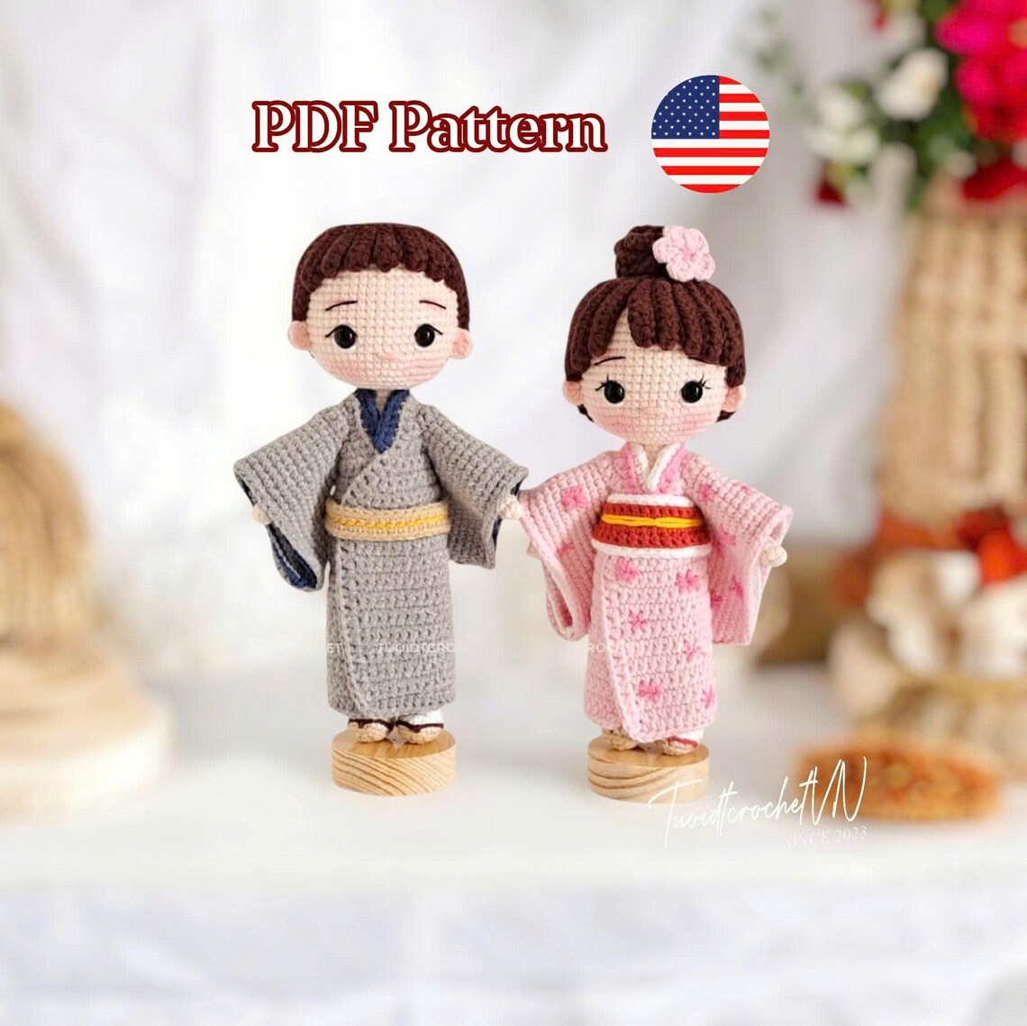 Japanese Doll Douple Crochet Pattern, Kimono Dolls Amigurumi Pattern ...