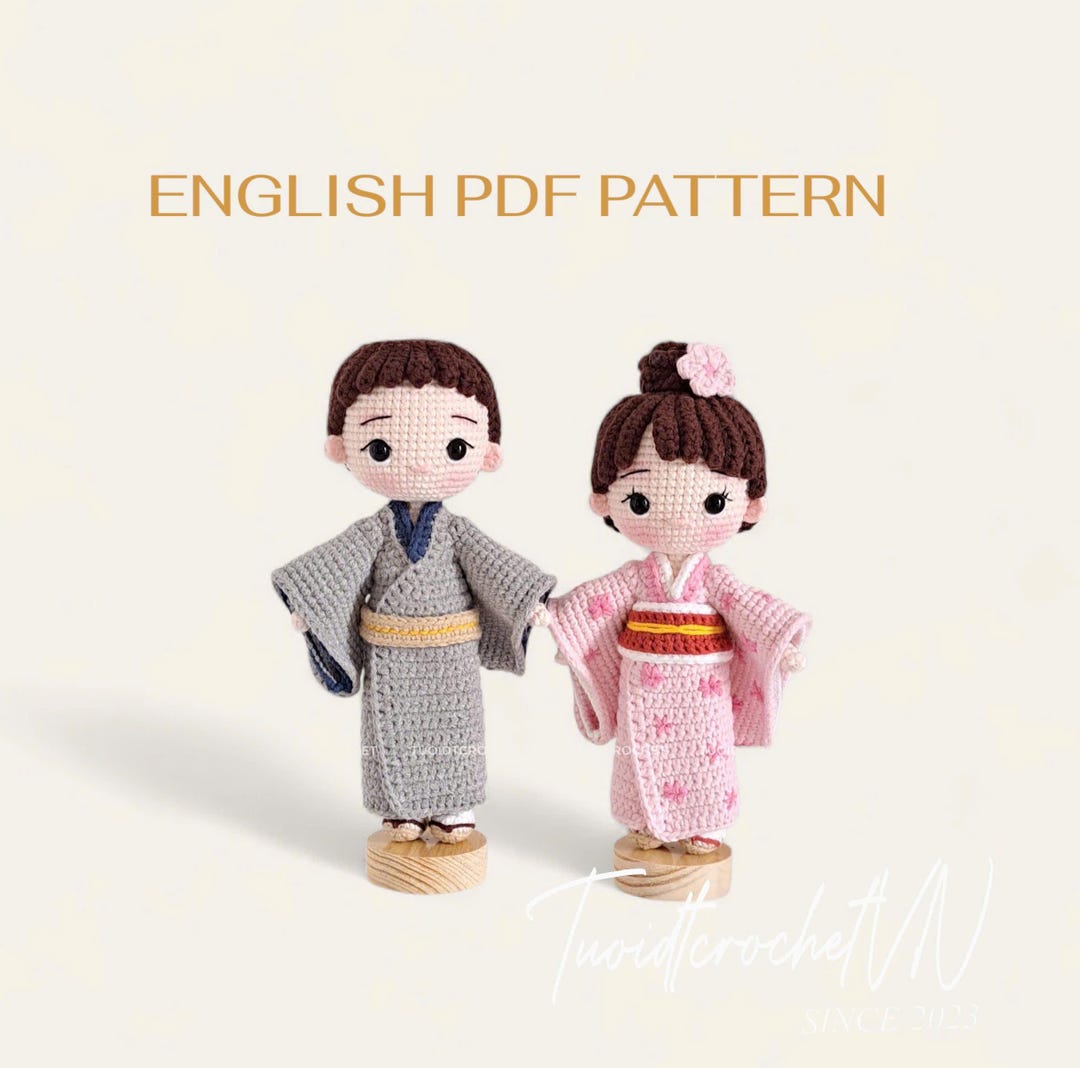 Japanese Doll Douple Crochet Pattern, Kimono Dolls Amigurumi Pattern ...