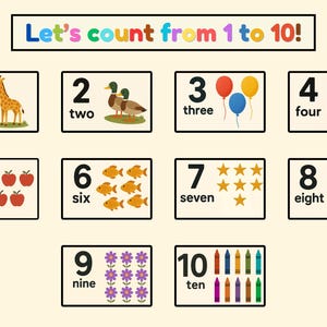 Let's Count! Learn the Numbers 1 to 10 - Etsy