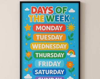 Days of the Week Educational Poster - Etsy UK