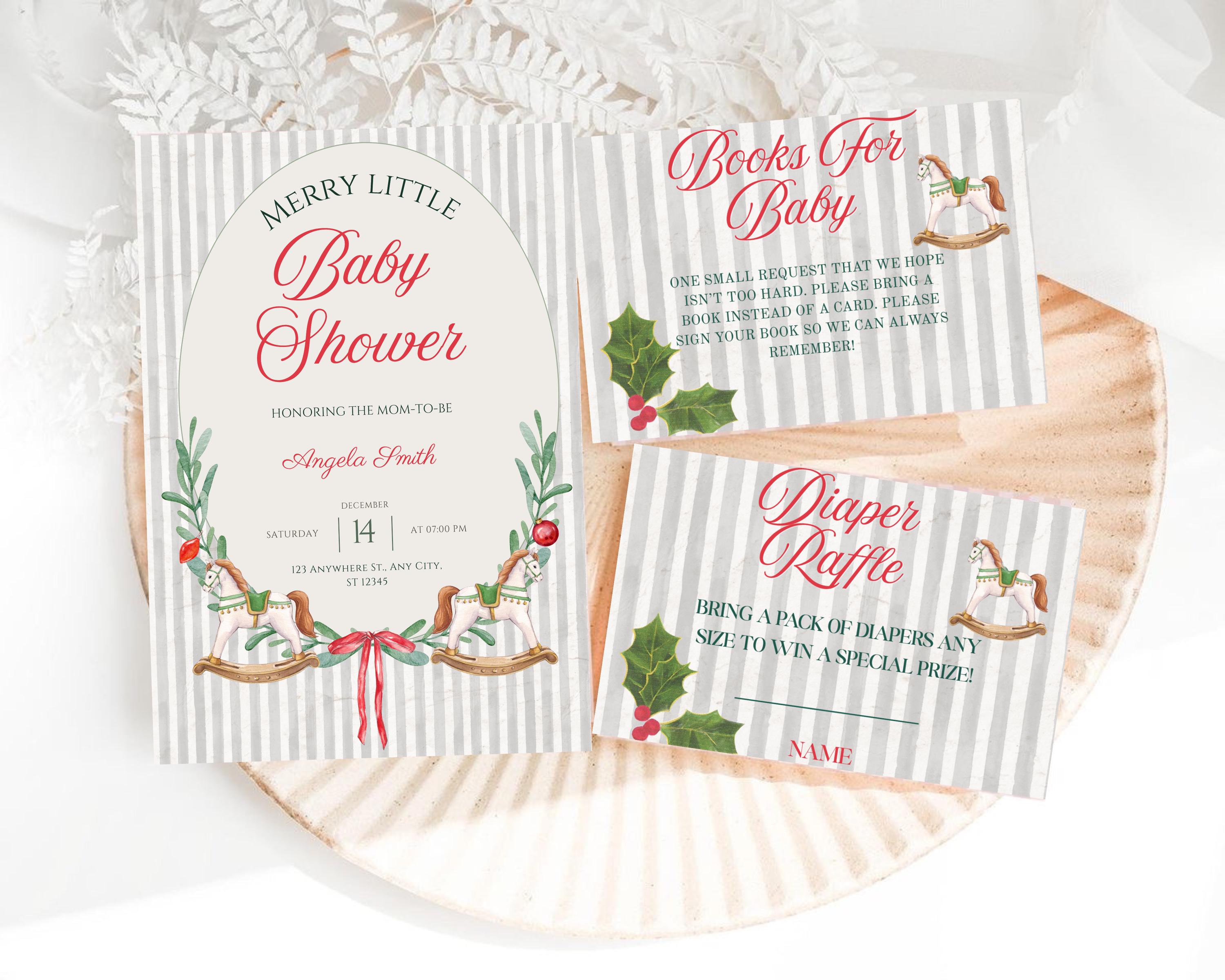 Vintage Christmas Baby Shower Invitation: Editable Holiday Template ...