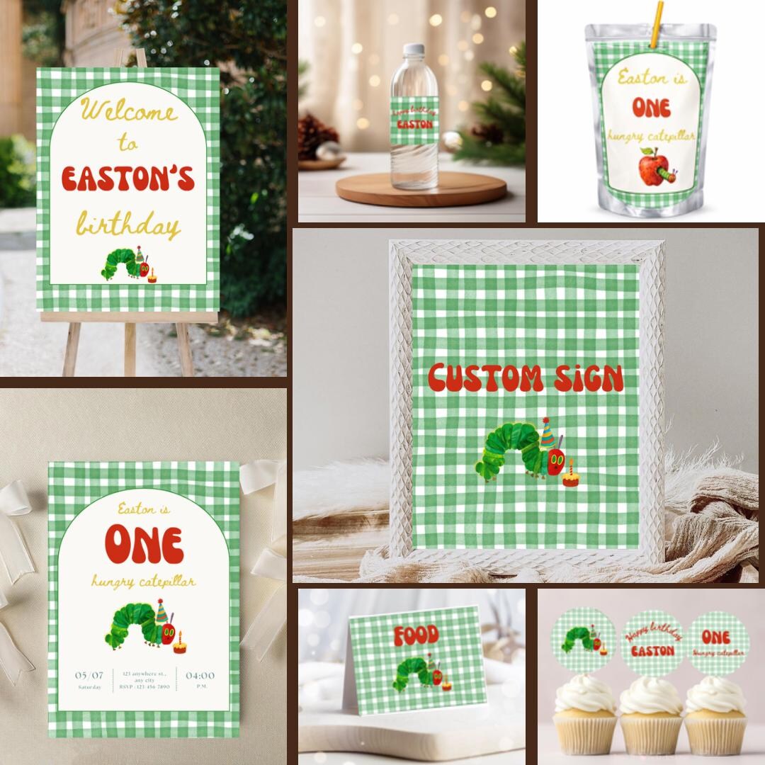 Hungry Caterpillar Birthday Bundle • Editable 1st Birthday Bundle ...