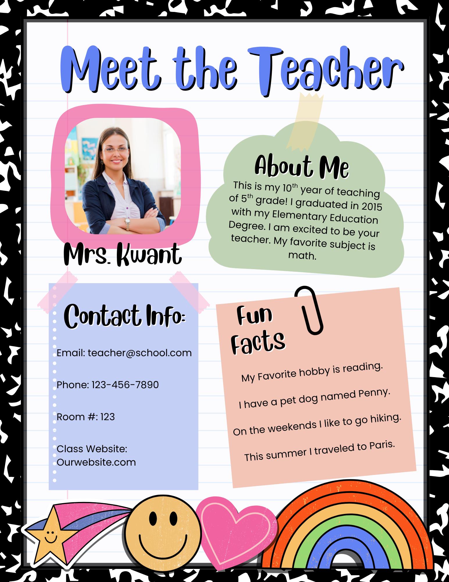 Meet the Teacher Editable Template - Etsy