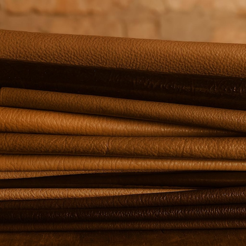 Italian Full Grain Leather Scraps: Brown Cowhide Pieces for Crafts ...