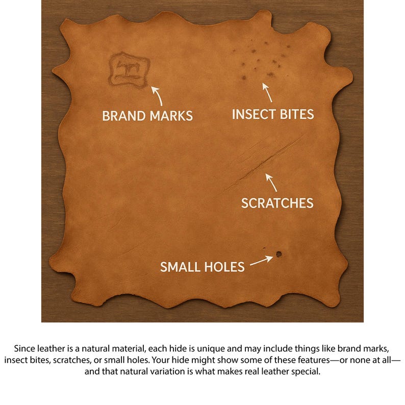 Italian Full Grain Leather Hide: Brown Cowhide for Bags, Wallets ...