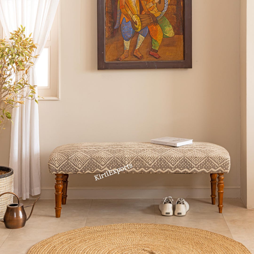 Piano Bench, Boho Bench, Farmhouse Decor Upholstered Wood Work Bench ...