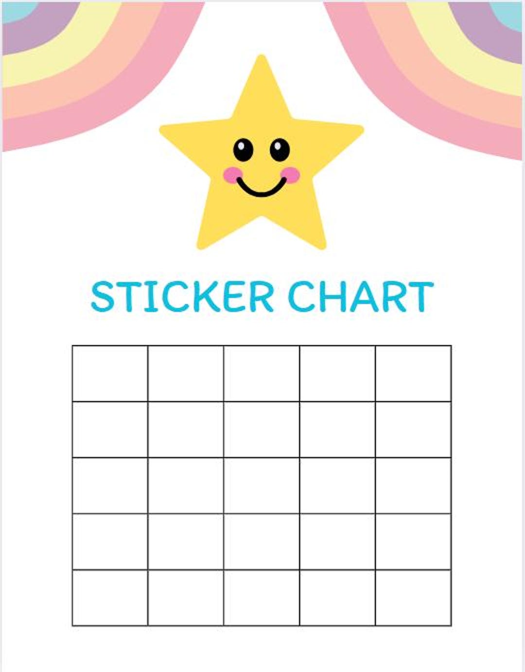 Smiley Star Sticker Chart - Etsy