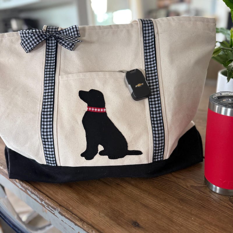 Quilted Tote Black Lab - Etsy