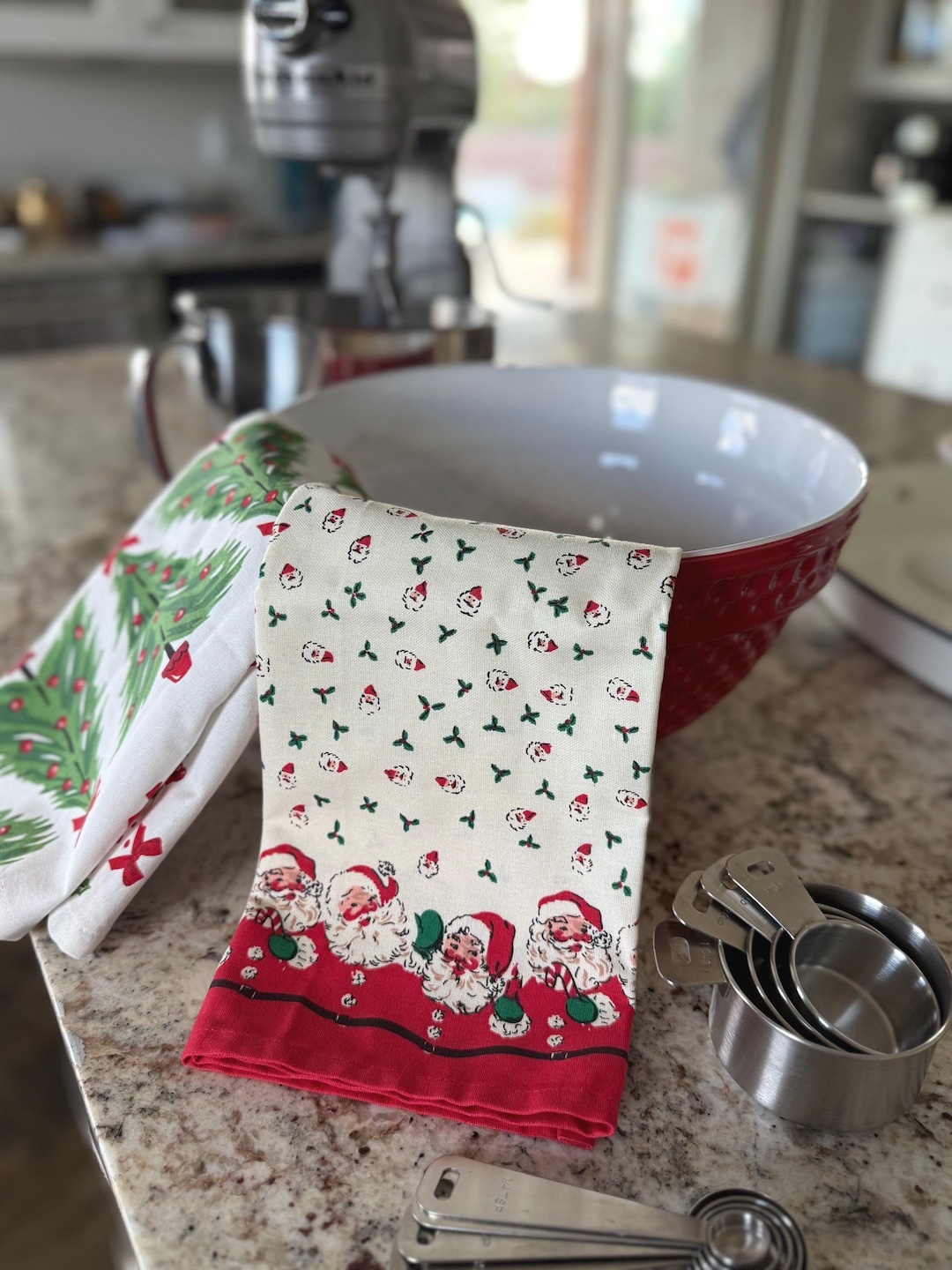 Vintage Santa Towel Kitchen Decoration Holiday Accessory Bathroom Gift ...