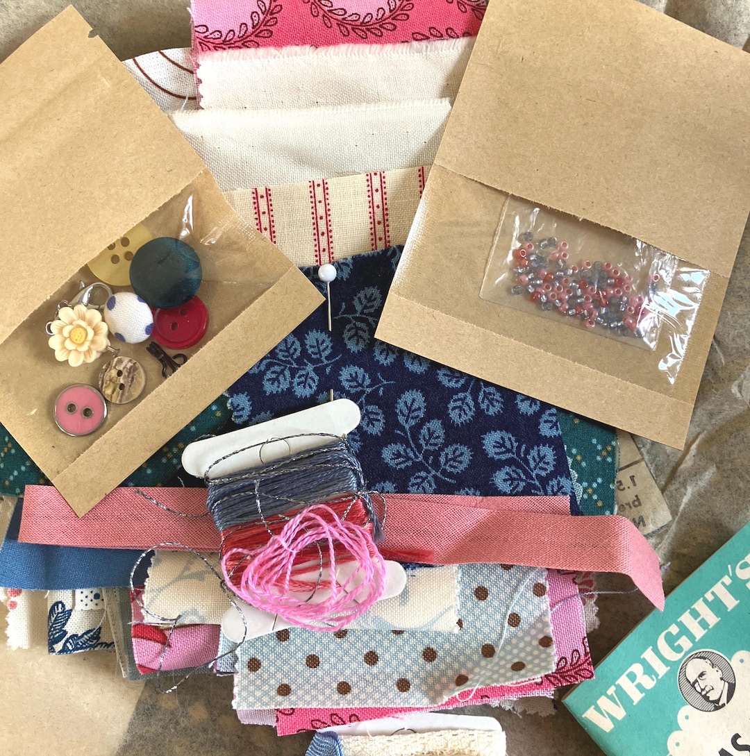 Hand Sewing Assortment Craft Supply Creative Kit Textile Variety Fabric ...