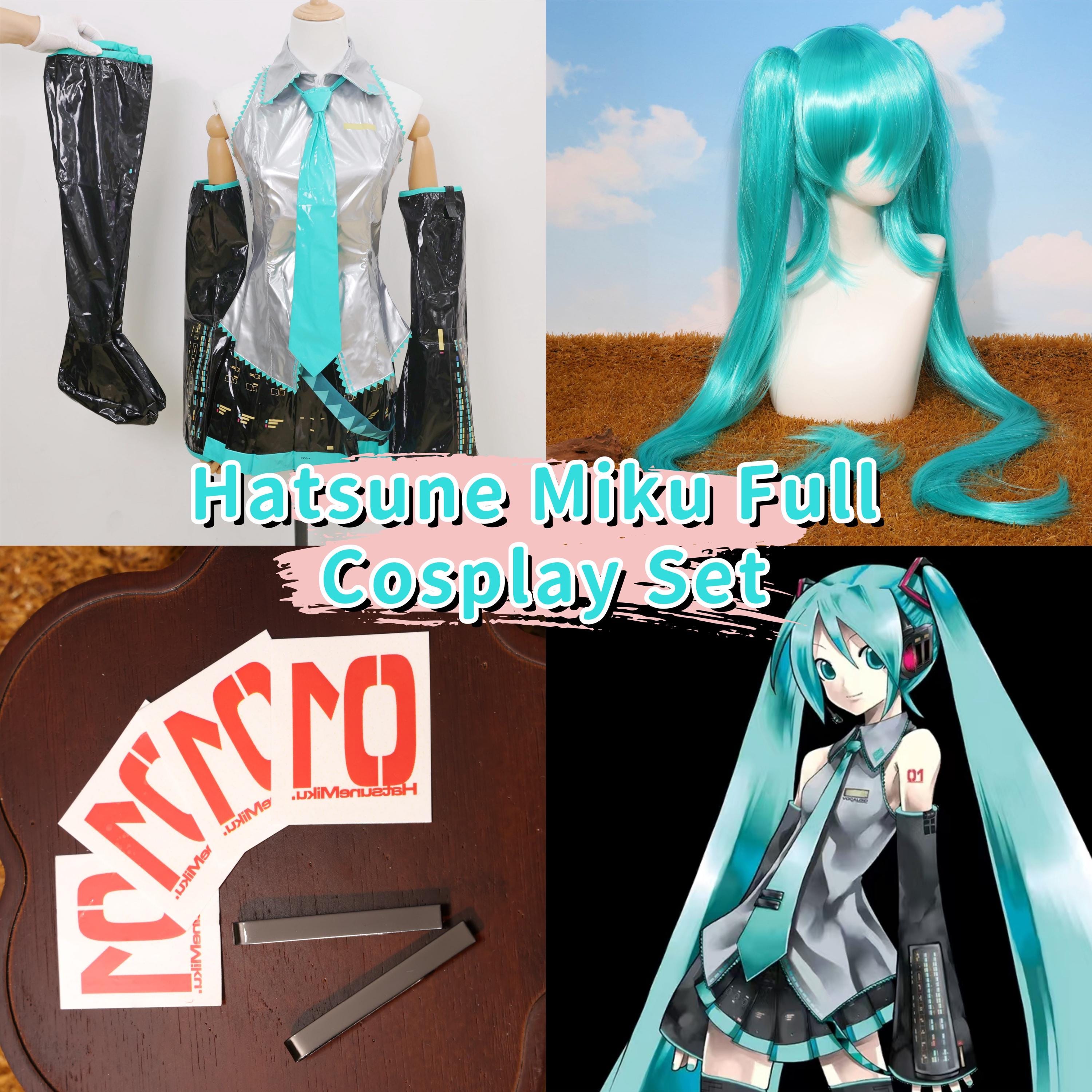 Virtual Idol Twin Tails Cosplay Set Full Costume With Wig Glossy Vinyl ...