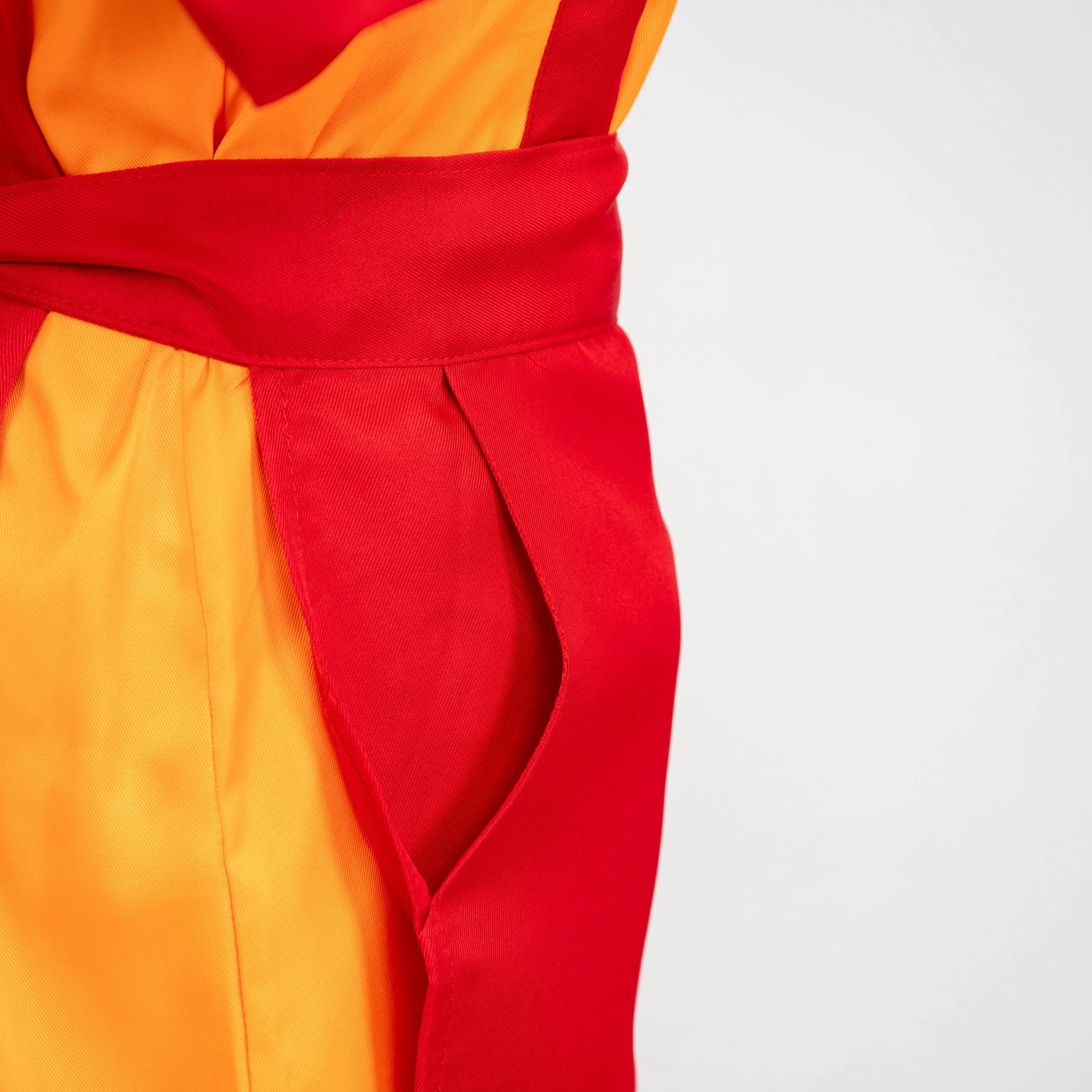 Retro Diner Waitress Cosplay Costume Yellow Red Uniform Dress With ...
