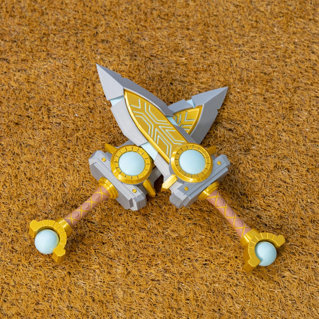 Wow Dual Blade Replica 3D Printed Short Sword Prop Gem Accents Perfect ...