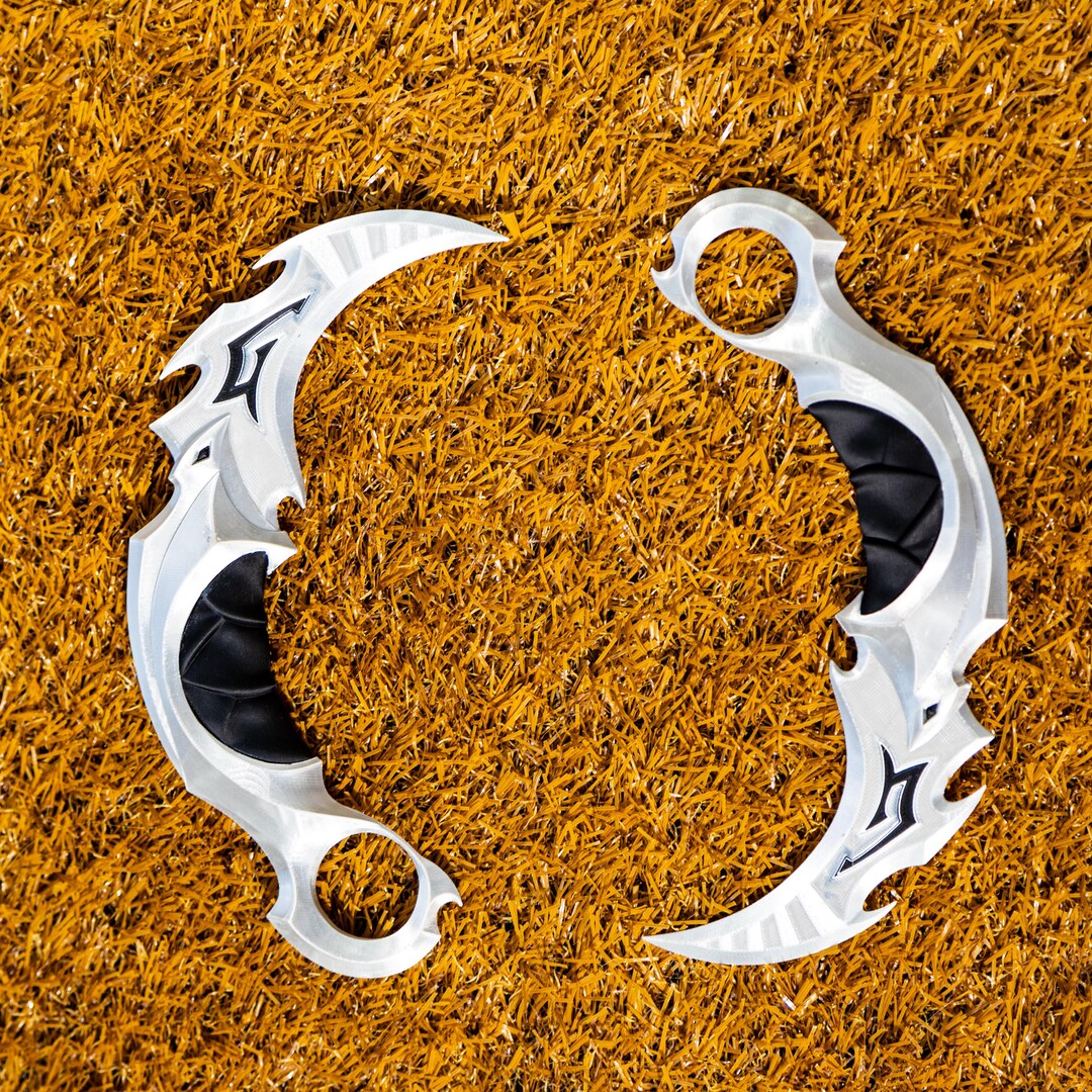 Valorant Twin Daggers 3D Printed Silver Cosplay Blades Gamer Knife ...