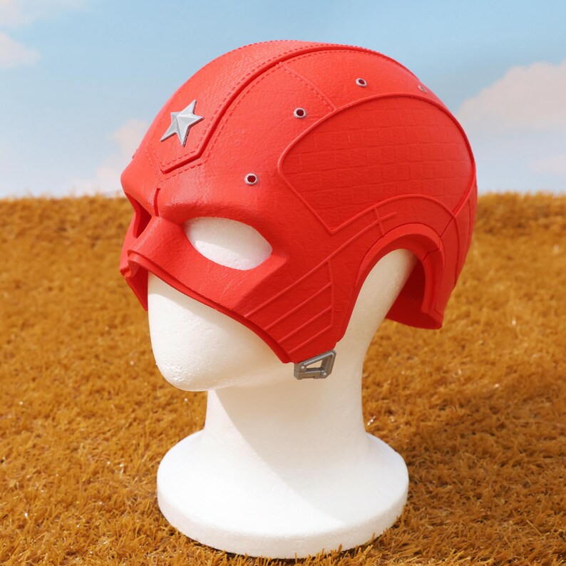 Red Tactical Hero Helmet Wearable 3D Printed Cosplay Mask Magnetic Back ...