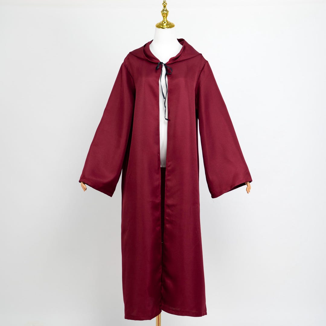 Galactic Warrior Robe Cloak Cosplay Costume Deep Burgundy Hooded Cape ...
