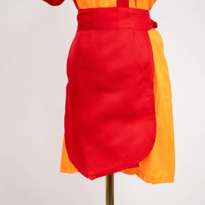 Retro Diner Waitress Cosplay Costume Yellow Red Uniform Dress With ...