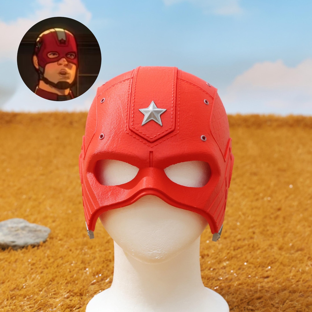 Red Tactical Hero Helmet Wearable 3D Printed Cosplay Mask Magnetic Back ...