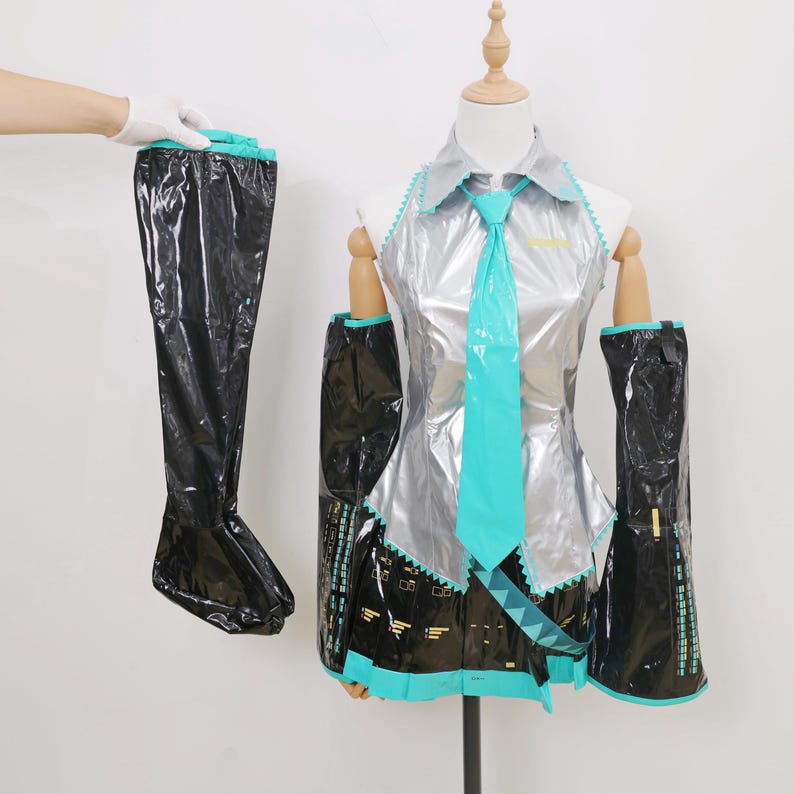 Virtual Idol Twin Tails Cosplay Set Full Costume With Wig Glossy Vinyl ...