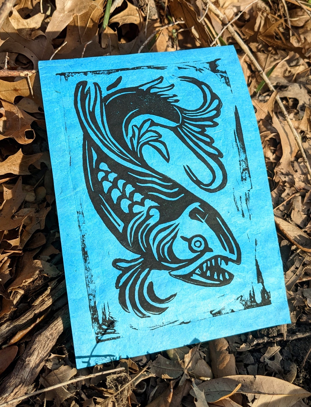 Swimming Fish | Original Linocut Block Print - Etsy