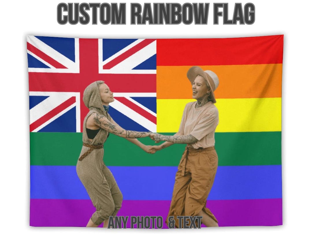 Custom Rainbow Pride Flag Tapestry, Custom Photo Pride Flag ...