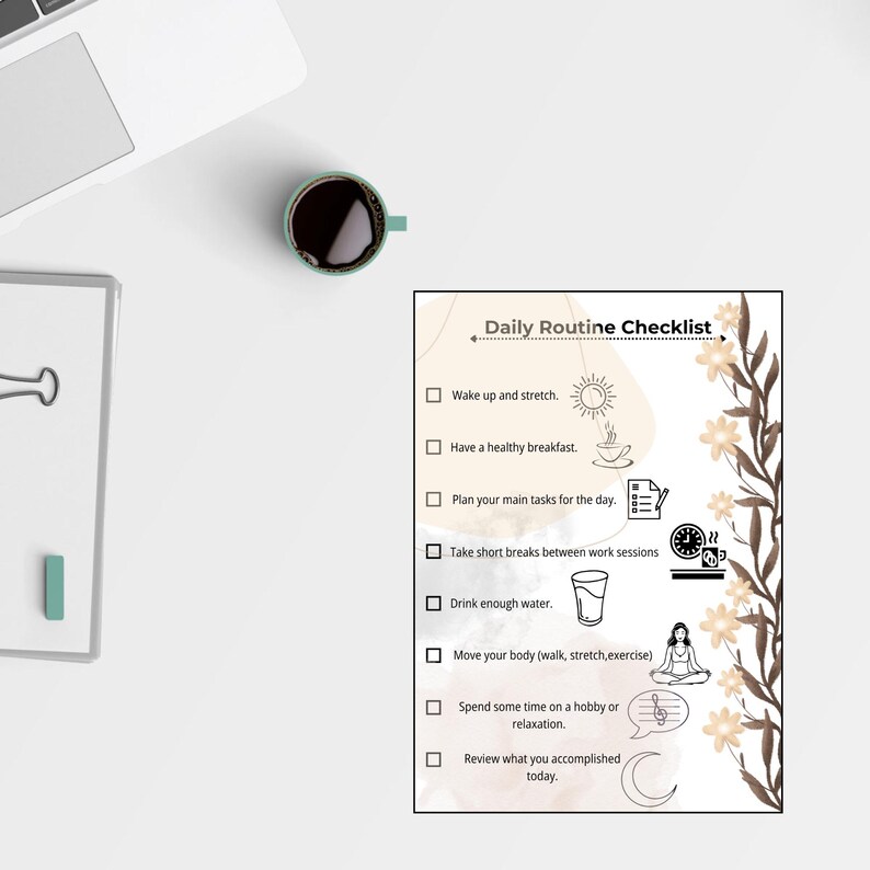 Daily Routine Checklist- Printable PDF Planner Page- Morning& Evening ...