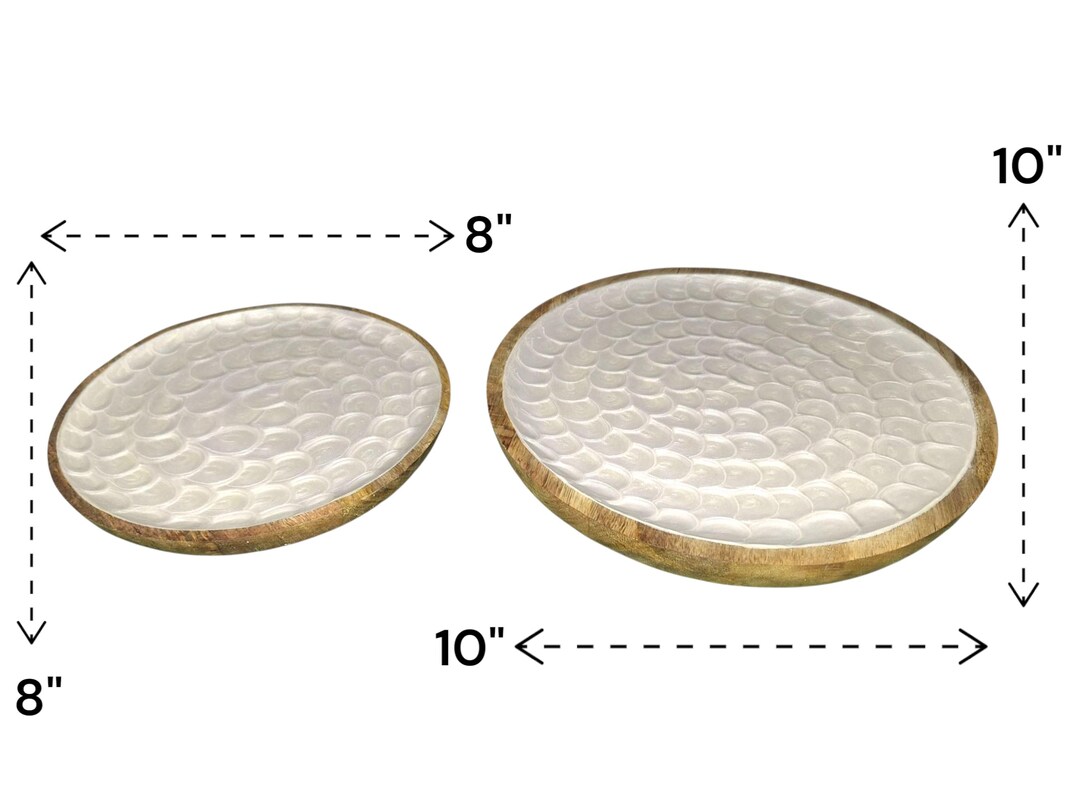 Unique Wooden Serving Platter With Enamel Artwork Set of 2 (size 25cm ...
