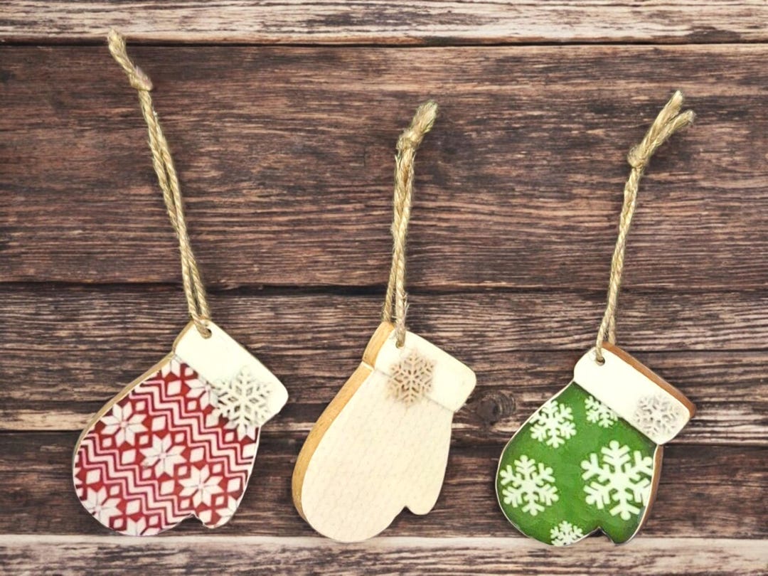 Handcrafted Wooden Mittens Hanging Deco Set of 3, Size 8*6 Cm, - Etsy
