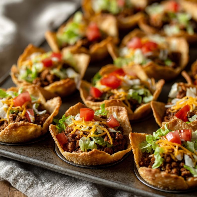 Mini Taco Cups Recipe: Printable Party Appetizer (digital Download PDF ...