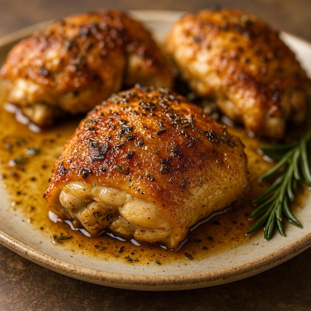 Herb Roasted Chicken Thighs Recipe: Crispy, Juicy Dinner (digital ...