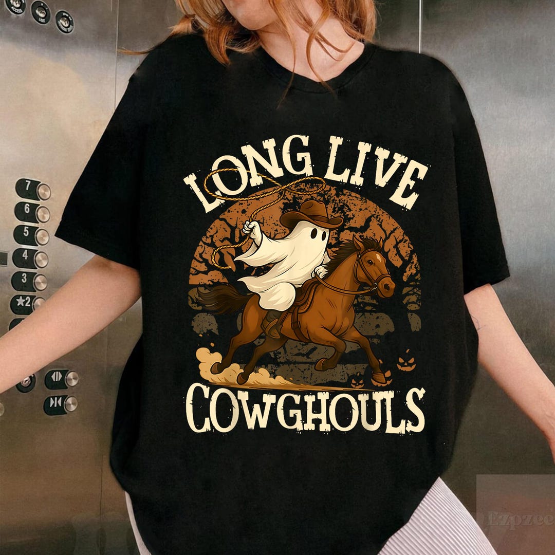 Long Live Cowghouls Halloween Cowboy Ghost Horse Tshirt for Spooky ...