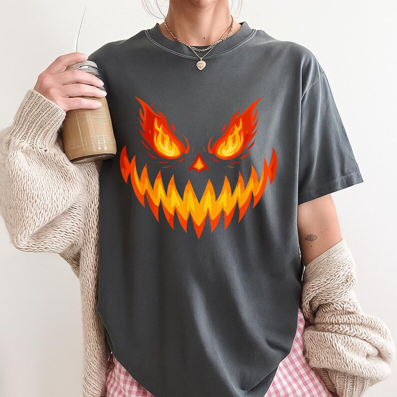 Spooktacular Carved Pumpkin Face Halloween Tshirt for Boys and Men ...