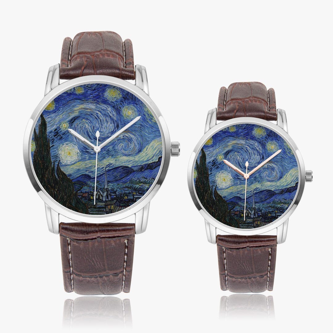 Starry Night Watch, Van Gogh Art, Stainless Steel & Leather - Etsy