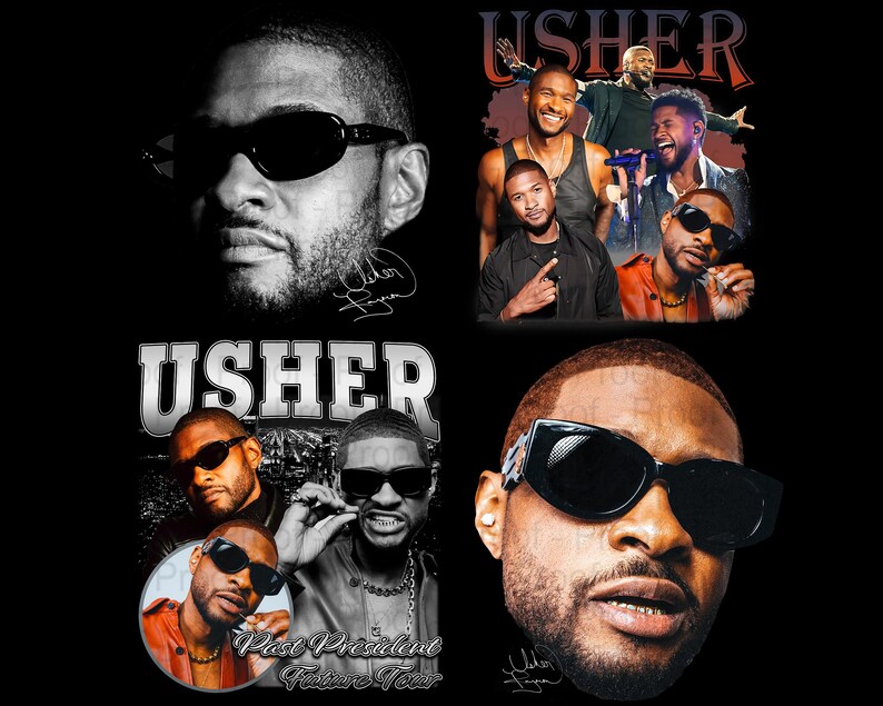Usher 4 Design PNG Bundle,usher Album Art, Hip Hop Rap Singer PNG ...