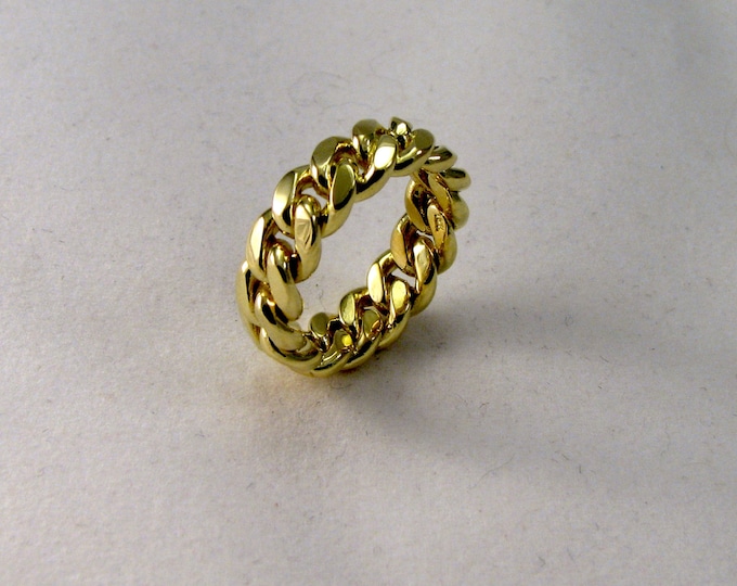 14K Gold and Diamond Articulated Chain Link Ring - Etsy
