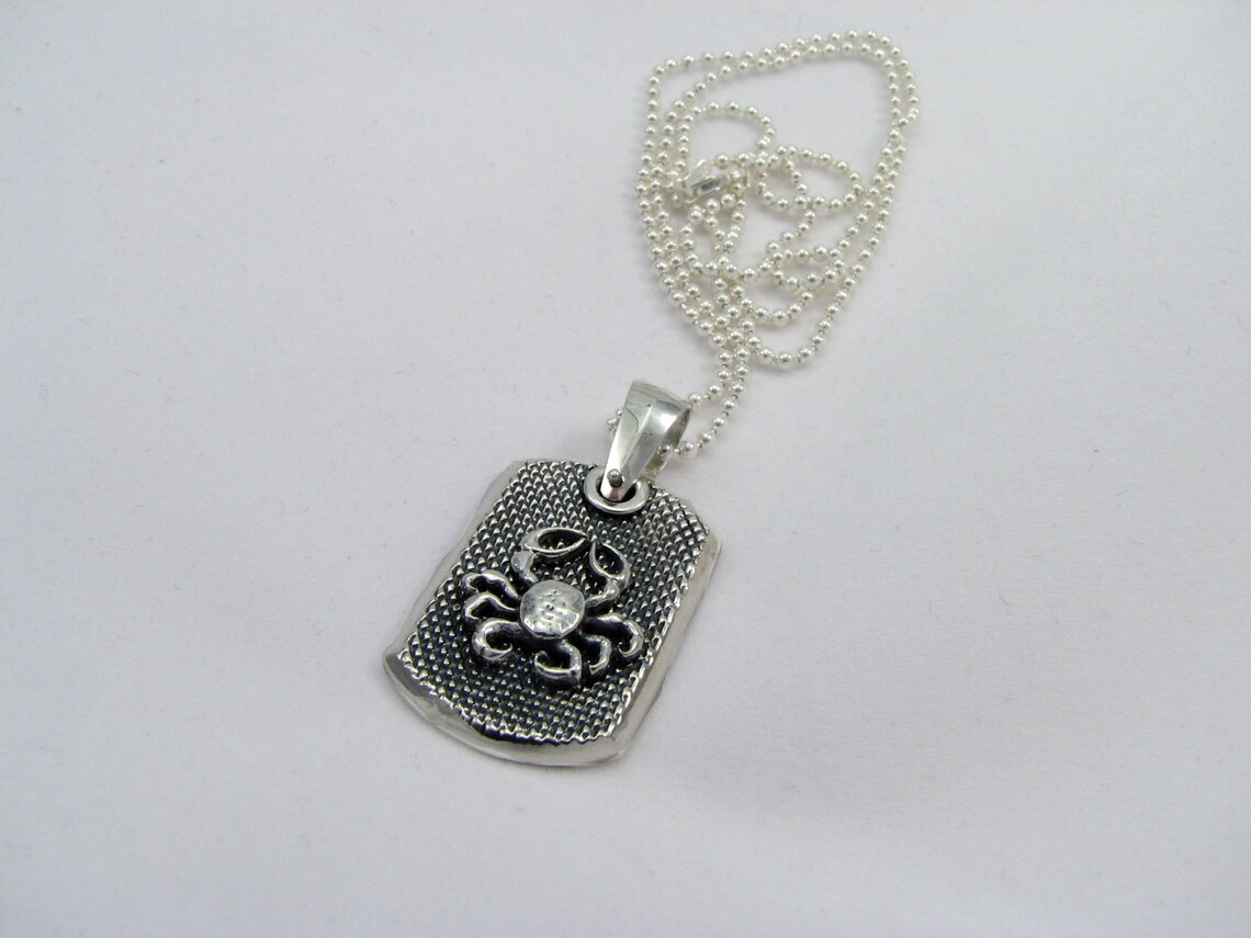 Father's Day - Dog Tag With Cancer Zodiac Sign - Solid 925 Sterling ...