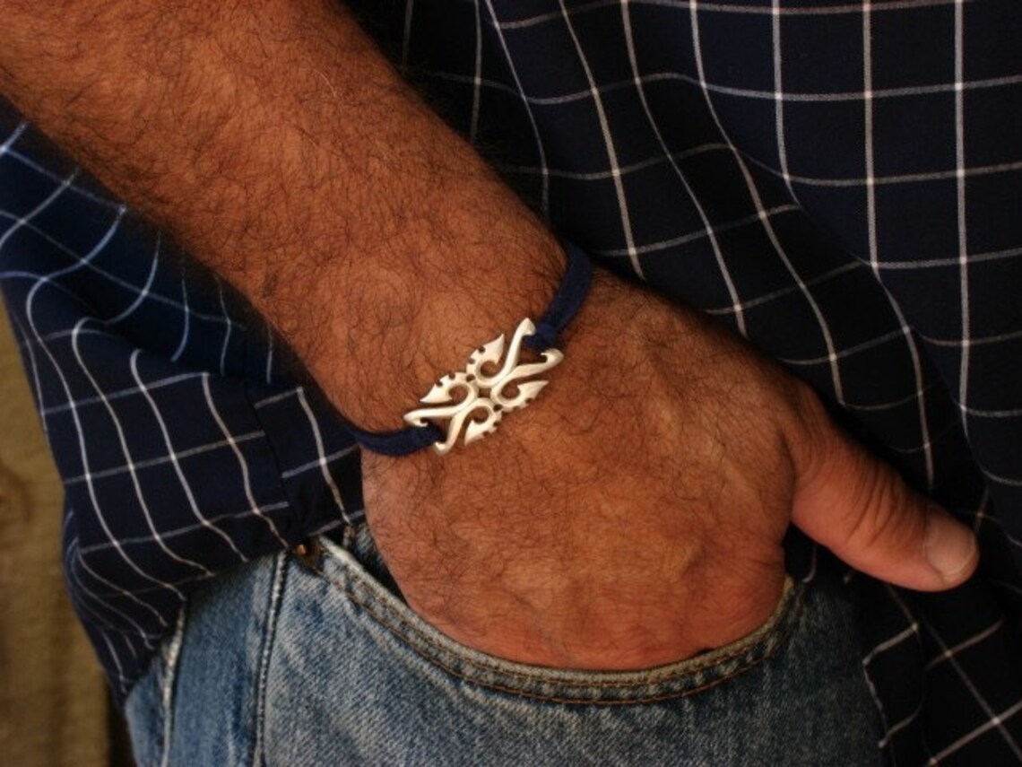 Cool Bracelet Men's Silver and Leather Bracelet - Etsy