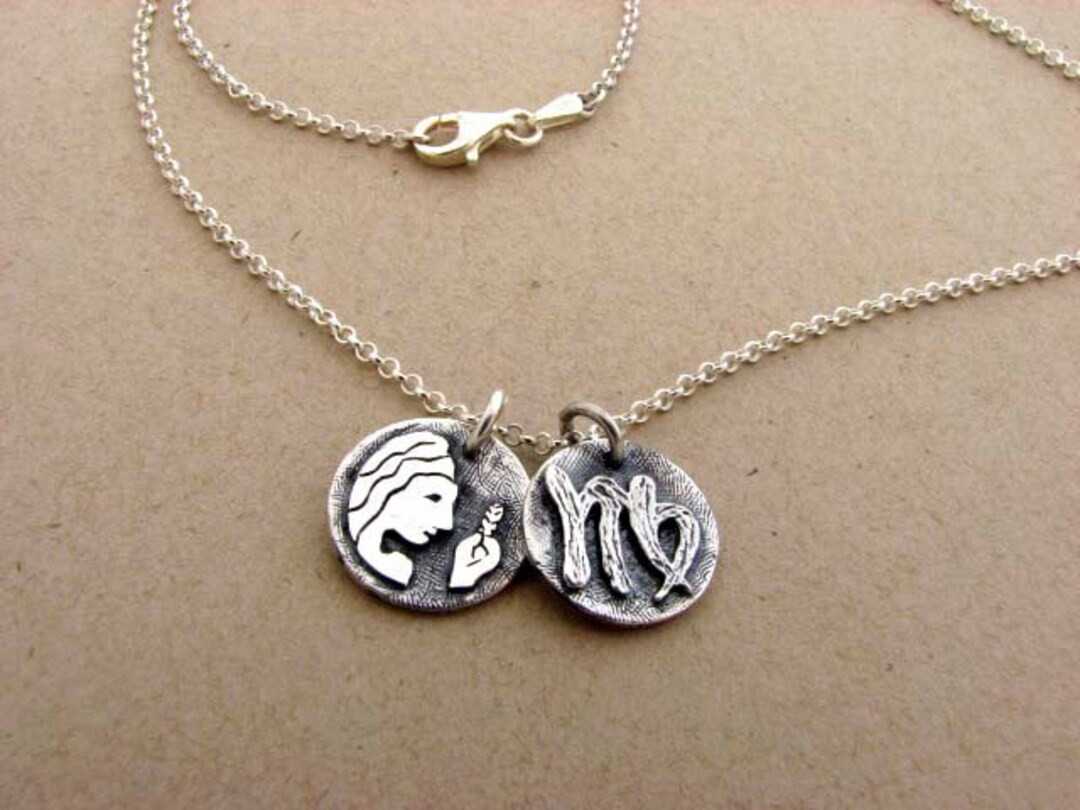 Sterling Silver Virgo Zodiac Sign Necklace - Etsy