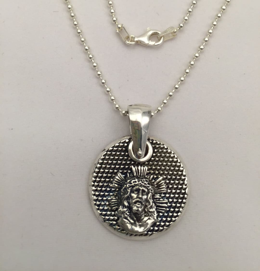 Jesus Christ Religious Medal in Sterling Silver - Etsy