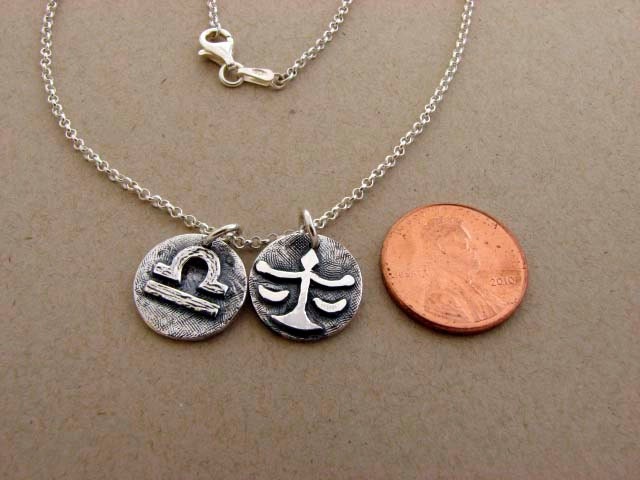 Sterling Silver Libra Zodiac Sign Necklace - Etsy