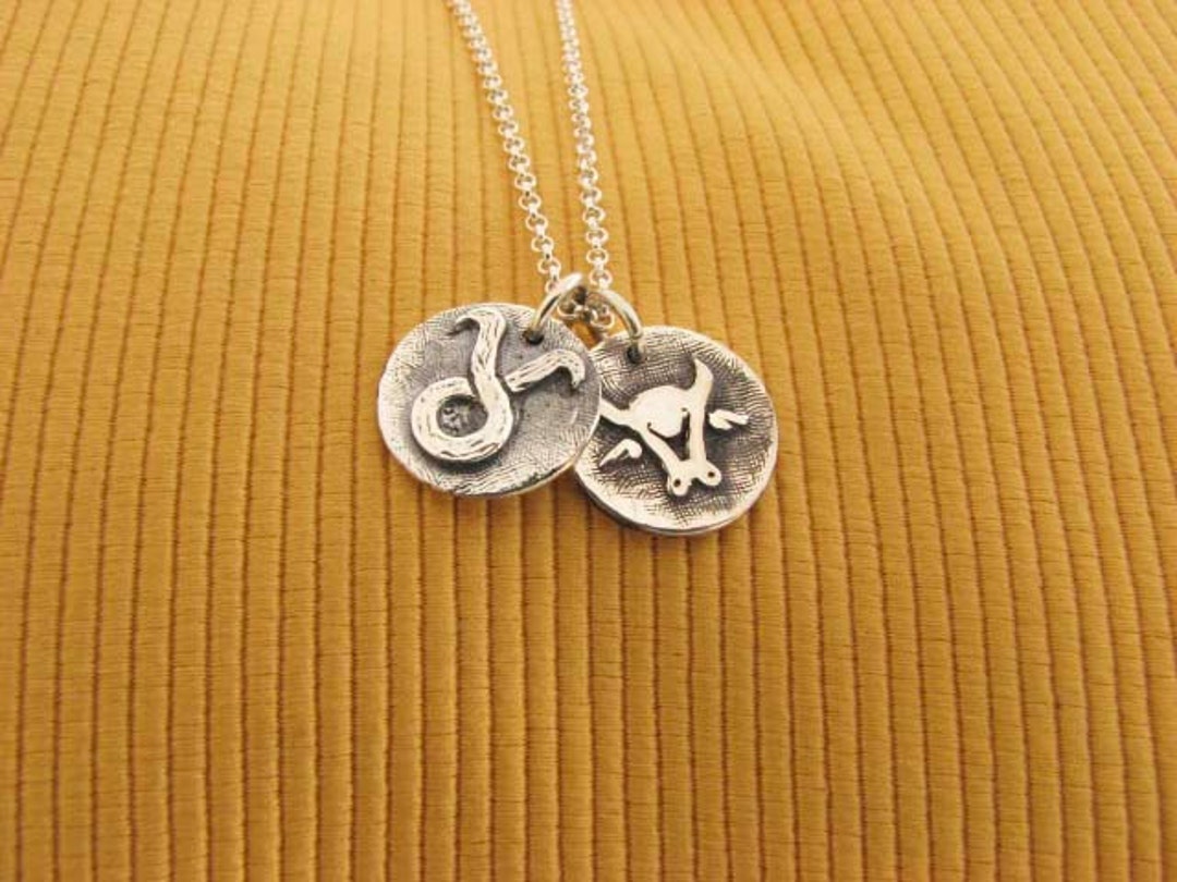 Sterling Silver Taurus Zodiac Sign Necklace - Etsy